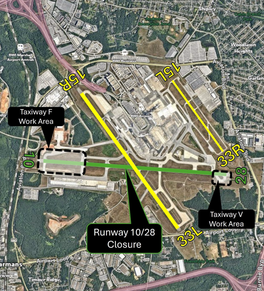 Runway 10/28 Closure Information | BWI Airport